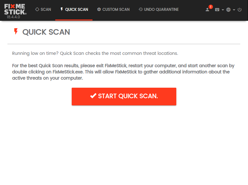 How to Start a Quick Scan – FixMeStick Support