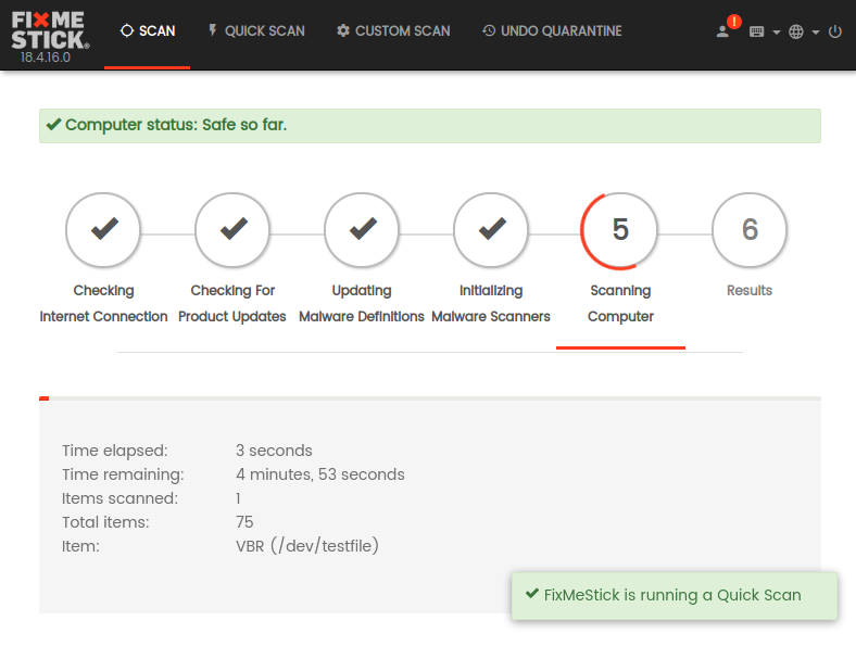 How to Start a Quick Scan – FixMeStick Support